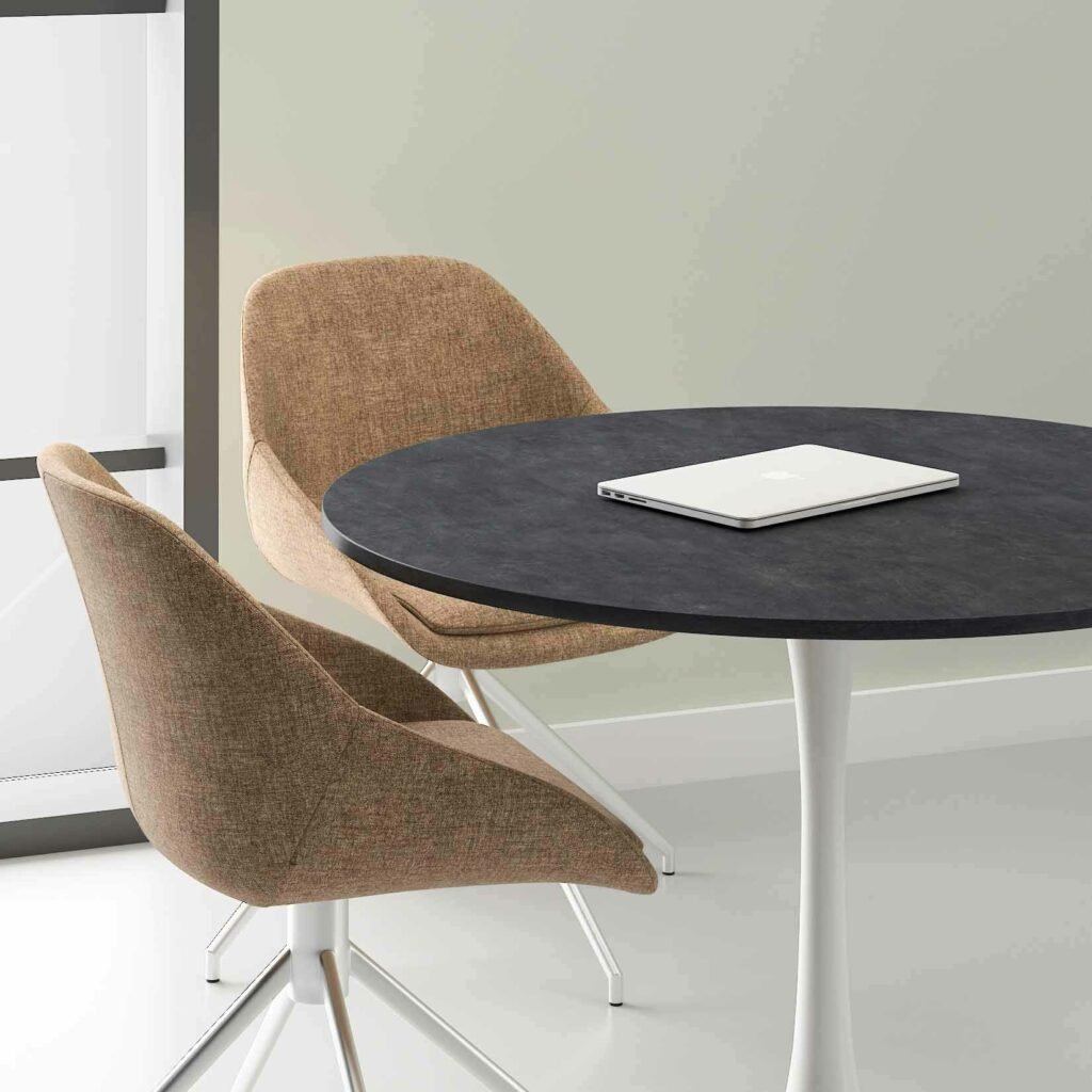 Lia Round Meeting Table | White Base | 3-4 person – Office Furniture Dubai – Office4U Modern ...